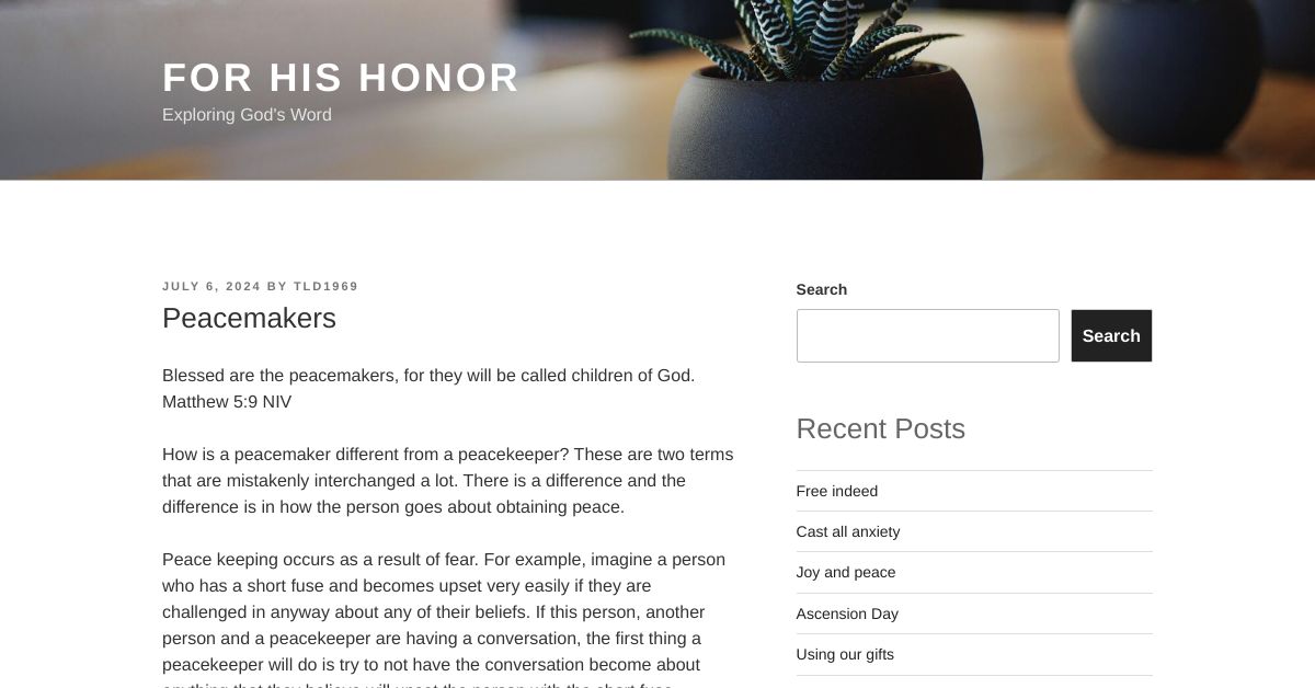 Peacemakers – For His Honor